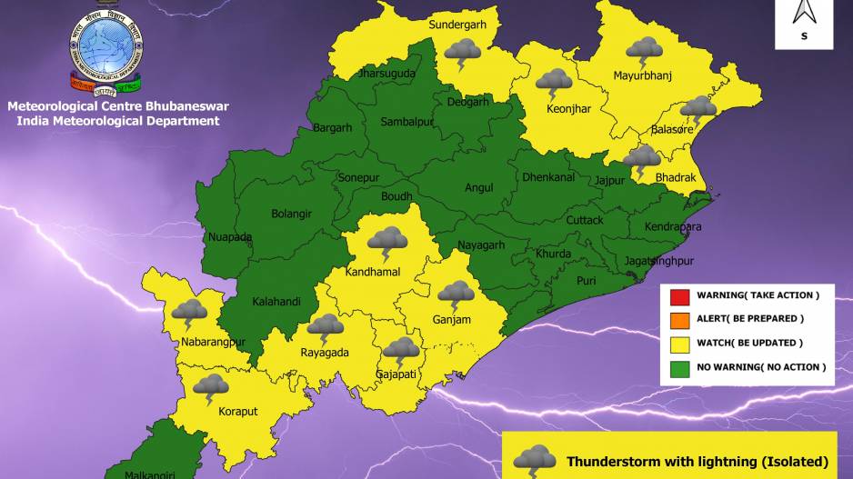 Thunderstorm With Lightning Alert Issued For 11 Odisha Districts By Imd