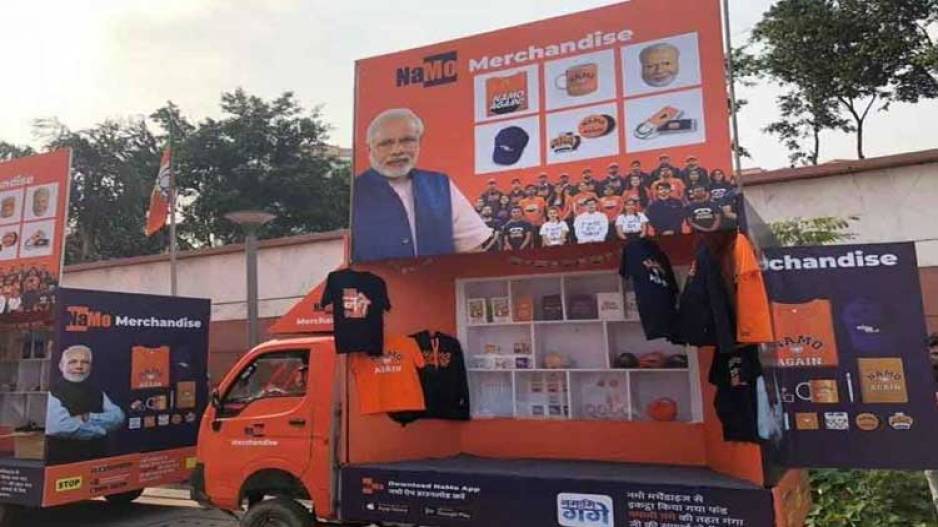 T shirts pens badges and masks embellished with Narendra Modi s catchy ...