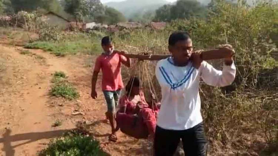 Again in Odisha With no Road for Ambulance Ailing Woman Carried in ...