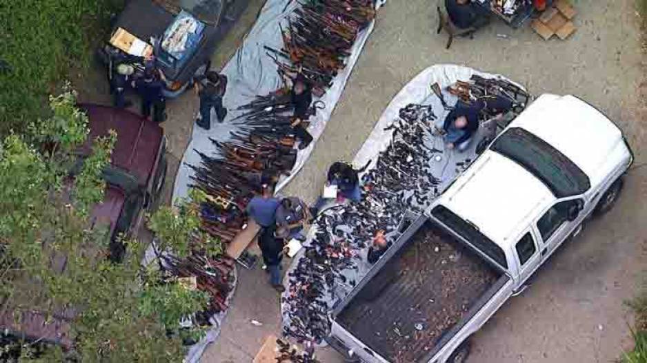 More than 1,000 guns were seized from a house located in an upscale Los ...
