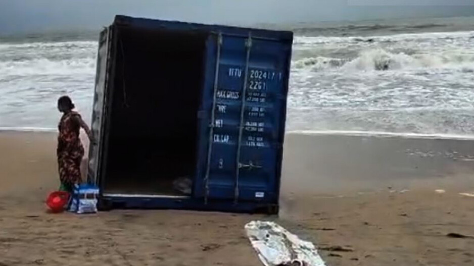 Two containers of sunken ship 'MV ITT Puma' wash ashore on Odisha beach