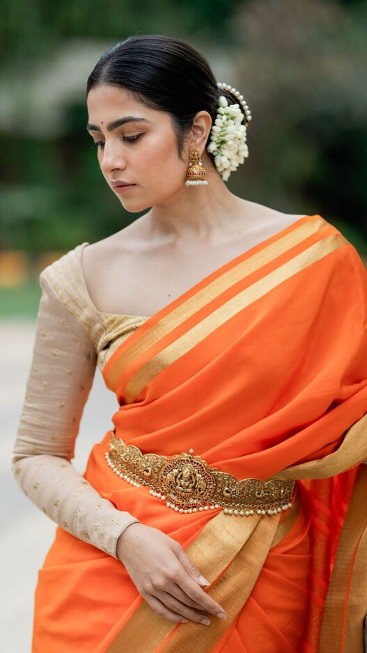 Rukmini Vasanth Turns Heads In Dazzling Orange Saree