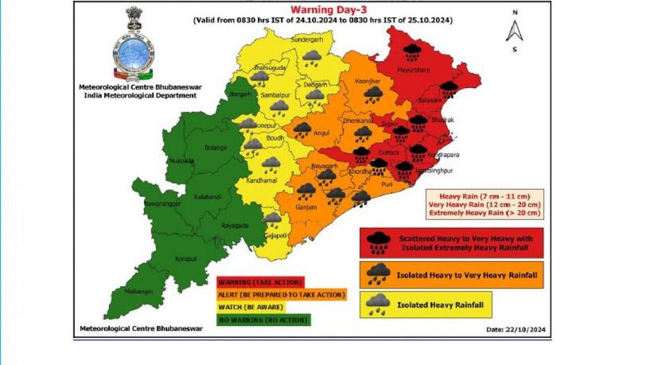 Cyclone Dana: IMD issues red alert for heavy rainfall in 7 Odisha ...