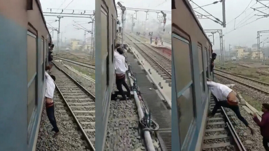 Nightmare! Passengers catch thief snatching mobile from moving train ...