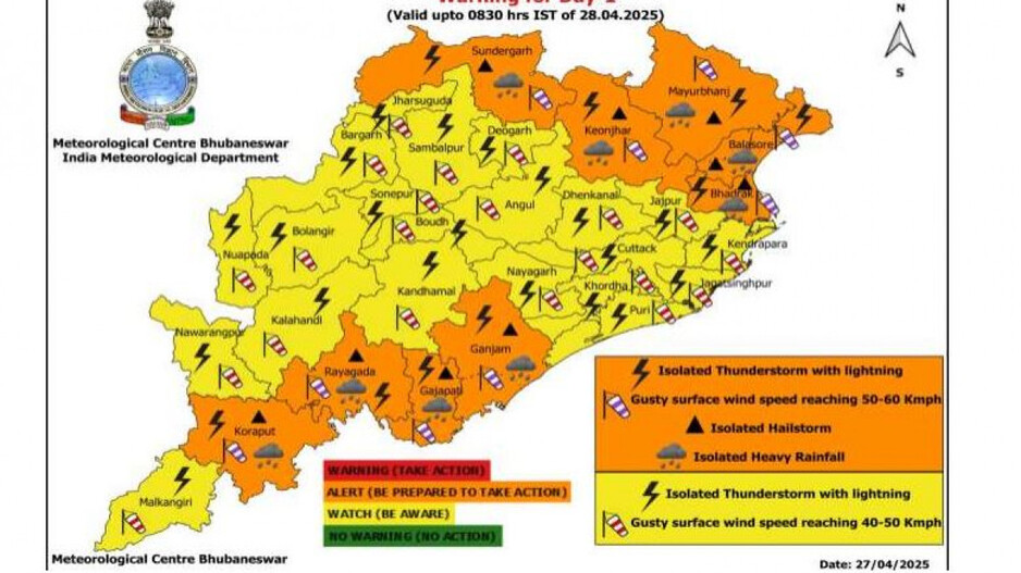 Thunderstorm with 50-60 kmph gusty surface wind to lash several Odisha ...