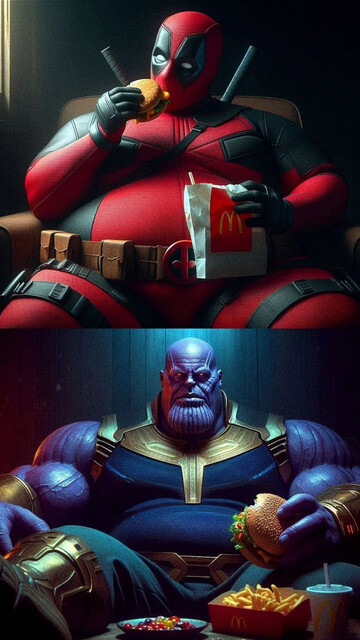 Marvel Superheroes Become Overweight While Eating Burgers In Humorous ...